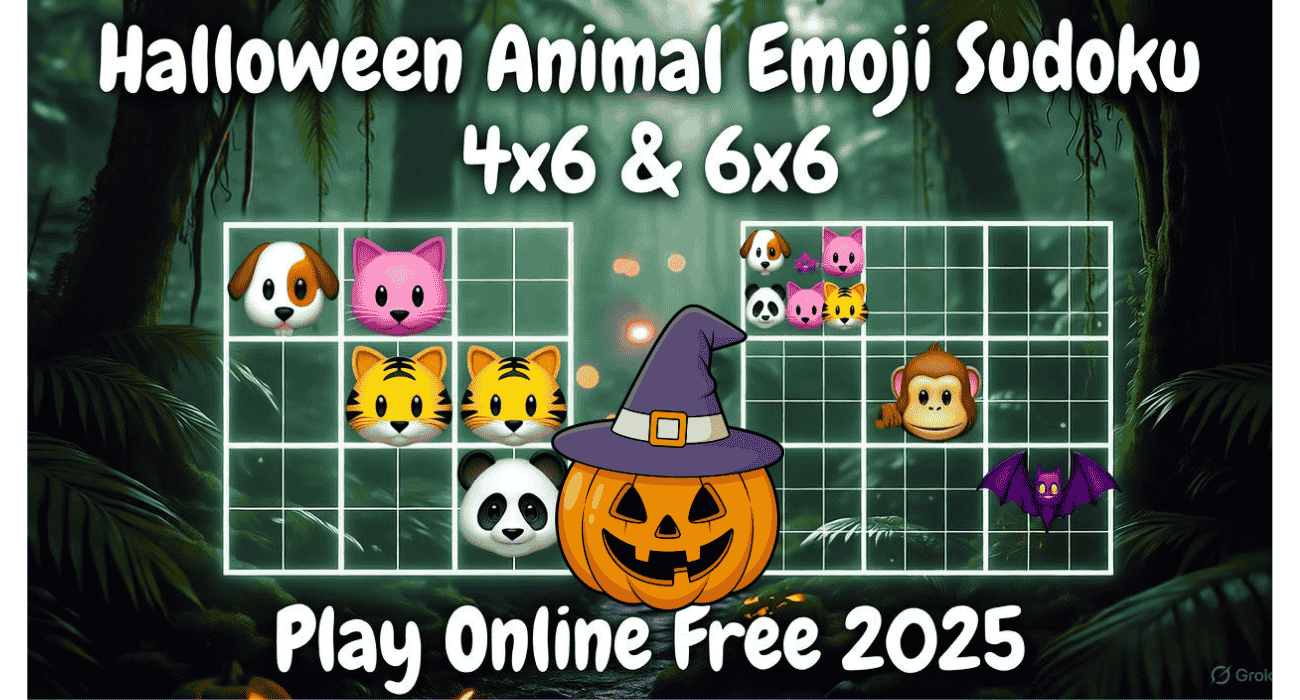 Halloween Animal Emoji Sudoku: 4x4 & 6x6 Jungle Escape (Play Online ...
